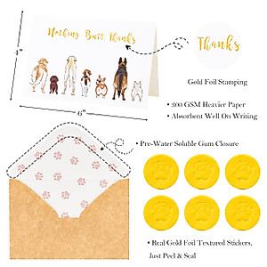 Crisky 50 Count Dog Thank You Cards Nothing Butt Thanks Gold Foil Funny Thank You Cards with Envelopes & Stickers For Friends, Women Men, Teachers, Colleagues, Dog Lovers