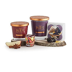 Root Candles Legacy Veriglass Honeycomb Beeswax Blend Premium Handcrafted Scented Candle, Large, BlackBerry Honey