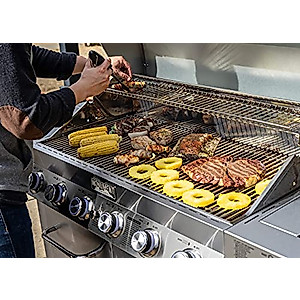 Monument Grills 77352 6-Burner Stainless Steel Cabinet Style Propane Gas Grill with LED Controls, Side Burner, Built in Thermometer, and Rotisserie Kit