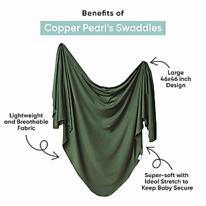 Large Premium Knit Baby Swaddle Receiving Blanket "Rainee" by Copper Pearl