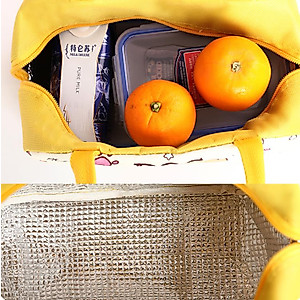 MININAI Cute Aesthetic Lunch Bag Kawaii Cartoon Lunch Box Insulated Lunch Bag Reusable Tote Bag for Work Picnic Travel (Purple,One Size)