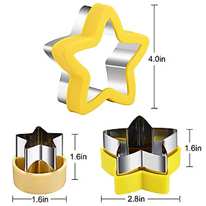 Star Cookie Cutters, Stainless Steel Star Shapes Baking Vegetable Shape Cutters, Mini & Medium & Large Star Cookie Cutters, Five-pointed Star Biscuit Molds，Vegetable Cutters Shapes Set for Kids Baking