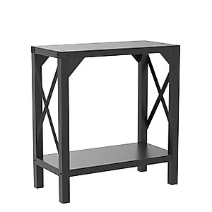 IDEALHOUSE Farmhouse End Table for Small Spaces Narrow Side Table Rectangular Nightstand Sofa Side Table for Living Room, Bedroom, Lounge(Black)