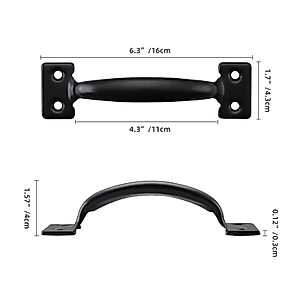 HOME MASTER HARDWARE 20 Pack 6-1/2 inch Gate Pull Door Handles Metal Gate Pulls Kitchen Furniture Cabinet Wardrobe Closet Drawer Handle Black with Screws