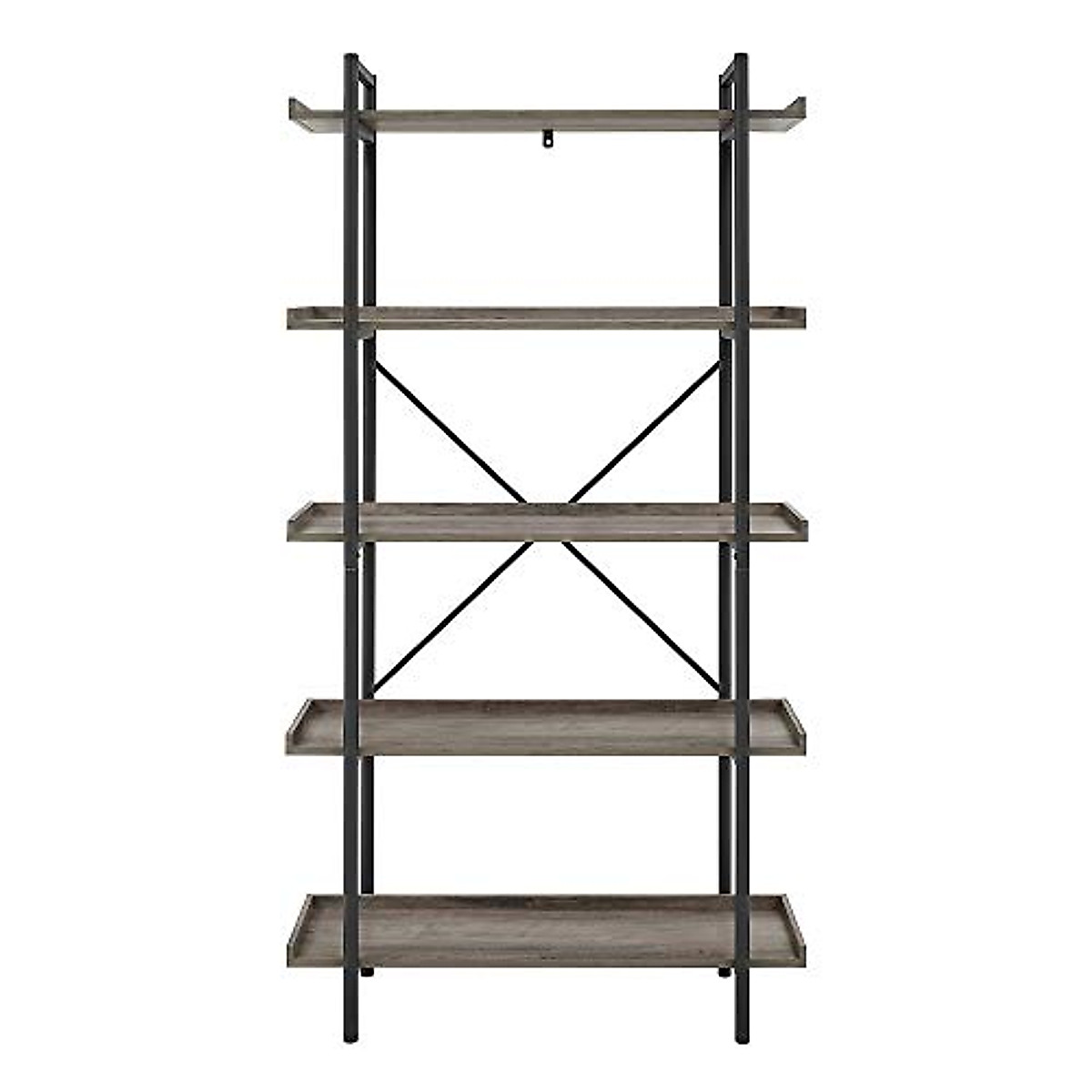 Walker Edison Urban Metal 5-Shelf Bookcase, 68" H, Gray Wash
