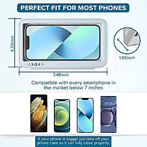 Shower Phone Holder Waterproof, Coral Universe with 3 Adhesive Mounts Multi-use Phone Case for wall Bathroom/Mirror/Kitchen/Livingroom Wall Mount Anti-fog Case sensitive Touch Screen