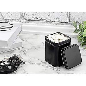 Cornucopia Square Black Metal Tins (6-Pack); for Tea, Gift Boxes, and Storage, 3-Inch Tall, 1-Cup Capacity