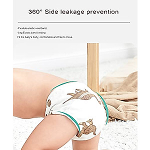 Pack-3 Toddler Boys Potty Training Underwear Little Kids Training Pants, 4T Green Dino