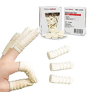 Dukal Nitrile Finger Cots. Box of 144 Pre-rolled finger cots for professionals and patients. X-Large size. Non-powdered protective finger cots. Latex-free. Disposable supplies.