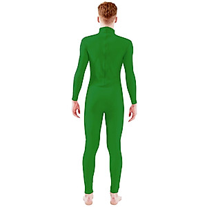 Ensnovo Adult Spandex Turtleneck Long Sleeve One Piece Unitard Bodysuit Dancewear Green, XL
