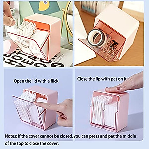 Qtip Holder Canisters Bathroom Cosmetic Makeup Pads Cotton Swabs Storage Organizer Container with 2 Grids, Bathroom Dresser Counter-top Office Desktop Storage Dispenser, Pink