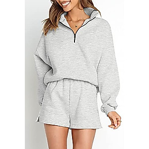 AUTOMET Women's Fashion Oversized 2 Piece Lounge Sets Fall Fashion Outfits 2023 Long Sleeve Cozy Casual Pajamas shorts Sweatsuit Sets