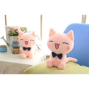 ECTY Cat Plush Cute Plushies, Pink Cat Plushie, Cat Stuffed Animals, Kawaii Plush Toys for Kids - 11 inch