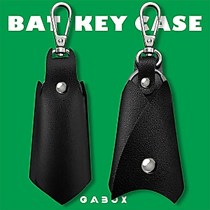 Black Bat Leather Keychain Car Key Fob EDC Key Chain Case Accessories with Key Ring Clip, Snap Closure, for Men Women Boyfriend Gifts