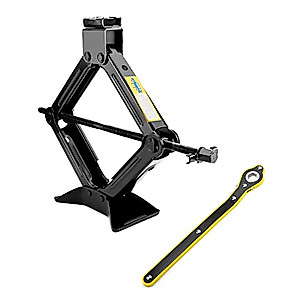 QWORK 4409 lbs Scissor Jack for Car, Steel Scissor Lift Jack Car Kit, Car Tire Jack for Auto/SUV/MPV, with Saving Effort Ratchet, Black
