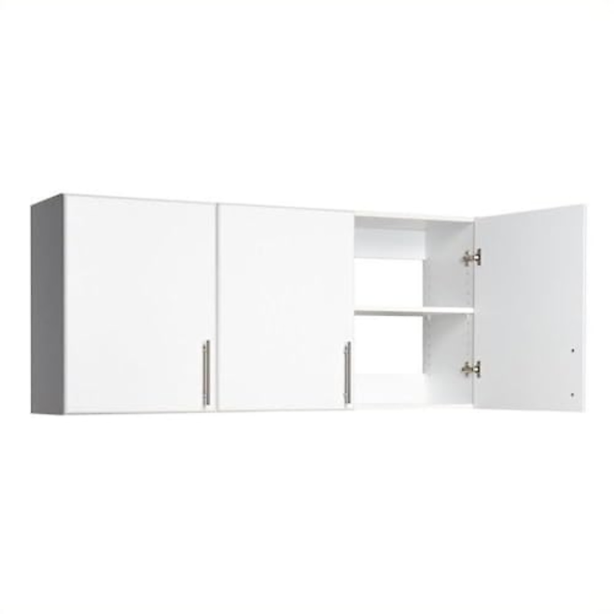 Pemberly Row 54" Modern Engineered Wood Wall Cabinet with 3 Doors & 3 Adjustable Shelves, Metal Handles, for Laundry Room, in White Finish
