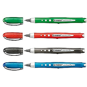 Stabilo Worker Colorful Rollerball Pen Medium 0.8mm Tip 0.5mm Line [Pack of 4]