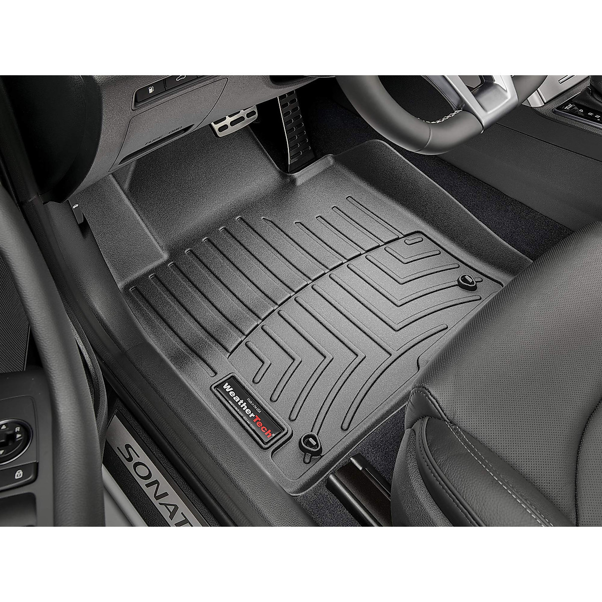 WeatherTech Custom Fit FloorLiners for Sonata, Sonata Hybrid, Sonata Plug-in Hybrid, Optima - 1st Row (446661), Black