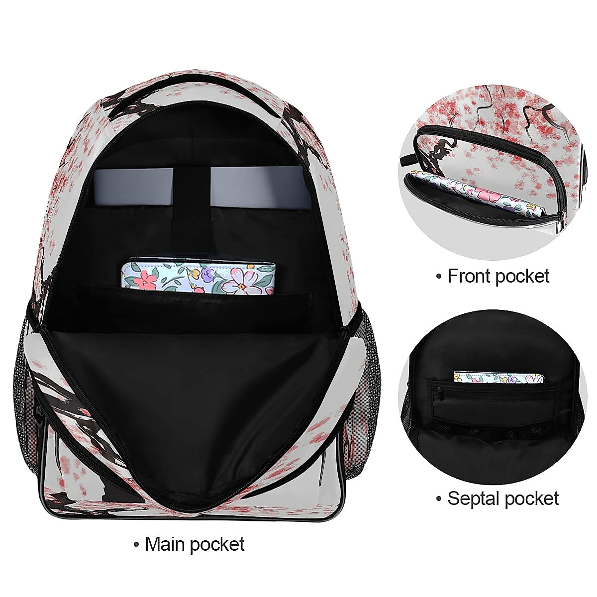 School Backpack Japanese Cherry Tree Blossom Bookbag Schoolbag for School Travel