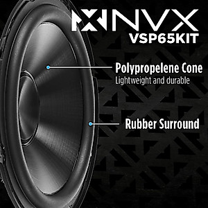 NVX® VSP65KIT 6.5" Premium Car Speakers, 750W Max, 250W RMS, 2-Way 6-1/2 inch Component System w/ 1" Silk Dome Tweeters & Passive X-Overs, Easy to Install in Cars/Trucks/Doors (Pair)