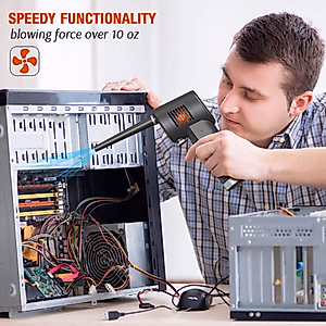 Electric Cordless Air Duster, Replaces Compressed Spray Gas Cans, Rechargeable Duster for Computer or Keyboard Cleaning.