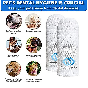 MoiiLavin Pet Toothbrush for Small to Large Dogs Cats,Soft High Grade Finger Toothbrush,Teeth Oral Cleaning,Dental Care, 1 Set for Two Fingers White (6)