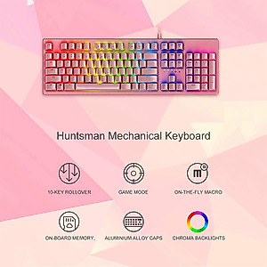 Mechanical Gaming Keyboard RGB LED Backlit Wired Keyboard with Switches for Windows Gaming PC (104Keys, pink)