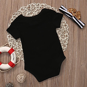 Infant Baby Girls Daddys Letter Playsuit Romper Bodysuit Short Sleeve Shirt (My Heart Belongs to Daddy-Black, 3-6 Months)