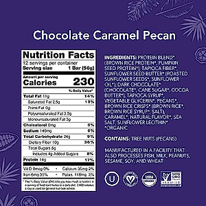 ALOHA Organic Plant Based Protein Bars | Chocolate Caramel Pecan | 12 Count, 1.98oz Bars | Vegan, Low Sugar, Gluten Free, Paleo Friendly, Low Carb, Non-GMO, Stevia Free, Soy Free, No Sugar Alcohol Sweeteners