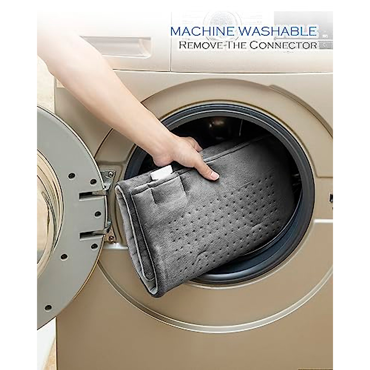 Boncare LCD Digital Control Extra Large Heating Pads for Back Pain Relief and Cramps with Auto Shut Off Fomentera de Calor Super Soft Moist/Dry Heat 12” x 24” (Light Gray)