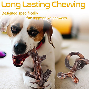 Zimtty Dog Toys, 3 Pack Indestructible Dog Chew Toys for Aggressive Chewers, Tough Nylon Real Bacon Flavor Teething Chew Toys for Large Medium Small Dog Breeds (Brown1)