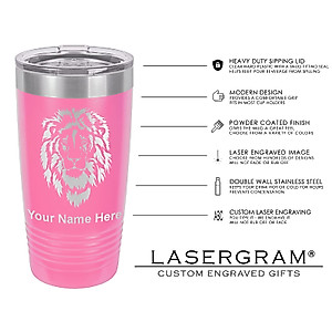 LaserGram 20oz Vacuum Insulated Tumbler Mug, Crab, Personalized Engraving Included (Pink)