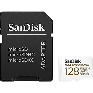 SanDisk 128GB MAX Endurance microSDXC Card with Adapter for Home Security Cameras and Dash cams - C10, U3, V30, 4K UHD, Micro SD Card - SDSQQVR-128G-GN6IA