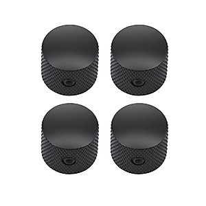 Rubatone Metal Guitar Knobs Dome Control Knobs with Black Knurled Barrels 6mm Split Shafts for Telecaster Stratocaster Electric Guitar or Bass Guitar Set of 4pcs.
