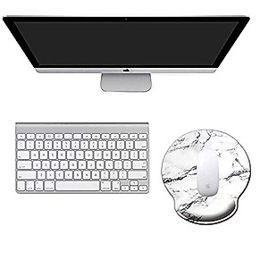 Non Slip Mouse Pad Wrist Rest for Office, Gaming,Computer, Laptop & Mac - Durable & Comfortable & Lightweight for Easy Typing & Memory Foam Pain Relief-Ergonomic Support (White Marble)