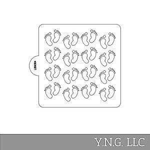 Baby FEET Pattern Shower Gender Reveal Stencil for Cookie OR Cake Decorating Made in USA LS9064