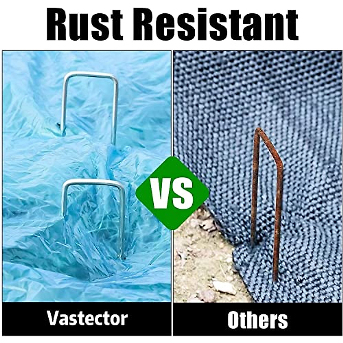 60 Packs 6 Inches Heavy Duty 11 Gauge Galvanized Steel Garden Stakes Staples Securing Pegs for Securing Weed Fabric Landscape Fabric Netting Ground Sheets and Fleece