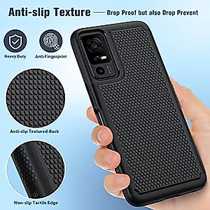 FNTCASE for TCL 40-XE 5G Case: Dual Layer Matte Textured Phone Case Shockproof Military Grade Protective | Shock & Drop Proof Heavy Duty Protection Rugged Mobile Cell Phone Case Cover - Black