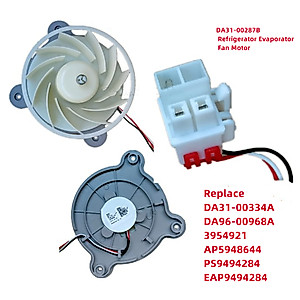 Upgraded DA31-00287B Refrigerator Evaporator Fan Motor (OEM) Compatible with Samsung Refrigerator Replaces DA31-00334A DA96-00968A 3954921 AP5948644 PS9494284 EAP9494284 DC12V 0.21A Warranty: 3-Year.