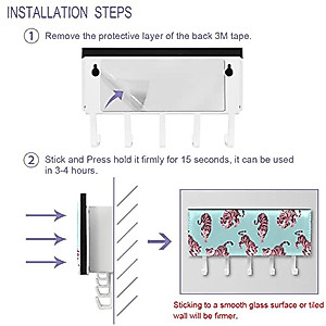 Leather Hook Rack Rail Wall Mounted, Pink Tige Pattern Blue Background Coat and Hat Self Adhesive Hooks up for Hanging Pant Towel Key Purse Kitchenware