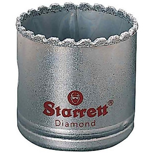 Starrett Diamond Grit Hole Saw - Ideal for Drilling Small Diameter Holes - 6" Diameter, 1-5/8" Cutting Depth, 5/8-18 Thread Size, XA2/XA10 Arbor Type, Silver - KD0600-N