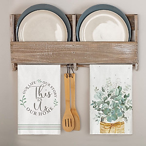 Artoid Mode Vase Eucalyptus Leaves Bless Our Nest Kitchen Towels Dish Towels, 18x26 Inch Seasonal Spring Summer Decoration Hand Towels Set of 4