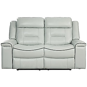 Homelegance Darwan 65" Leather Gel Double Reclining Loveseat, Light Gray