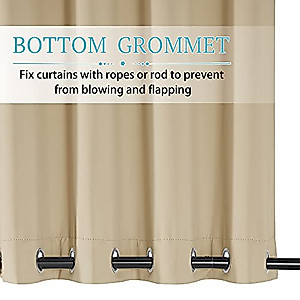 RYB HOME Windproof Curtains Outdoors - Waterproof Blackout Shade Thermal Insulated Weighted Drapes for Porch Gazebo Canopy Pergola Garage Sun Room Decor, 52 Width x 95 inch Length, 2 Panel, Beige