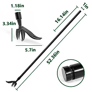 PAHSFS Stand Up Weed Puller Tool with 48 inch Handle, 4-Claw Steel Head Design, Easily Remove Weeds Without Bending or Kneeling, Black