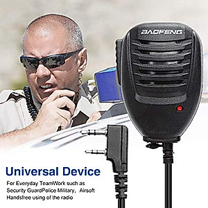 BAOFENG 2 Pack Original UV-5R Mic for Ham Radio Shoulder Speaker Mic Compatible with BaofengBF-F8HP UV-5R UV-5R Plus GT-3 BF-888s can be Used as Police Walkie Talkie Two Way Radio Accessories
