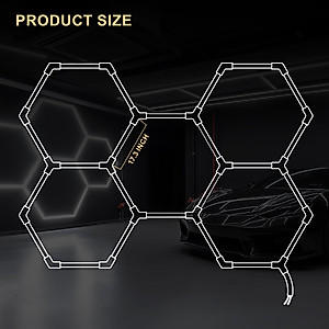 SLARY LED Hexagon Garage Lights, 24 Pack Car Garage Light Tubes, 192W, 23040LM, 6500K Super Bright, 5 Grid Systems Car Detailing Ceiling LED Light for Garage Warehouse Workshop Basement Gym