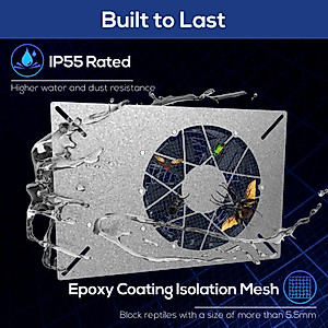 Abestorm 540CFM IP-55 Rated Crawlspace Ventilation Fan with Humidistat & Thermostat, 8.7inch Basement Vent Fans with Isolation Mesh, Ventilator Fan for Crawl Space Basement Garage Attic Grow Tent