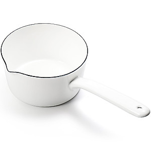 Peohud 37 Oz Enamel Milk Pan, Mini Butter Warmer Pan, Nonstick Saucepan with Pour Spout, Milk Melting Boiling Pot for Stove Top