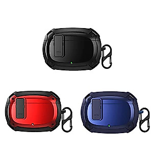 LiZHi Upgrade Beats Studio Buds Case 2022, Full-Body Protective PC Shockproof TPU with Security Lock Latch Carabiner Cover Men Women with Keychain for New Beats Studio Ear Buds Case (Black)